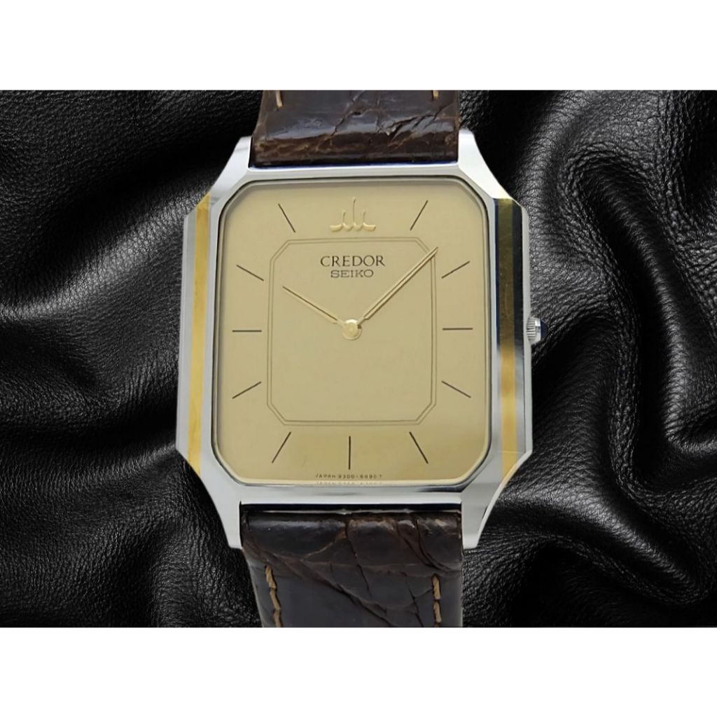 SEIKO CREDOR 9300-5340 Gold Octagon SHA/SS Dress Watch Quartz 1992 ...