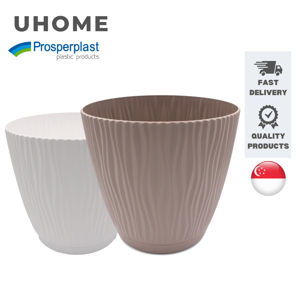 Prosperplast Sandy Flower Pot (Mocca/White) Available 2 Sizes (129mm ...