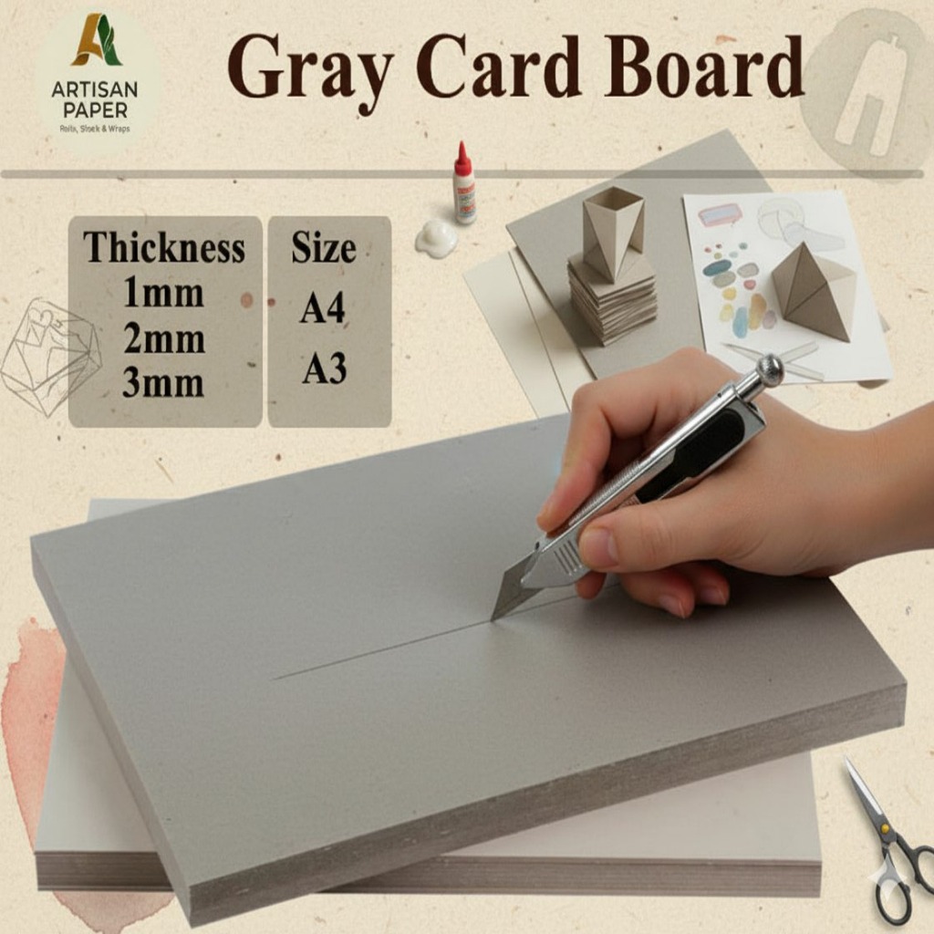 SG A4/A3 Gray Card Board 1mm/2mm/3mm | Extra Thick Cardstock for DIY ...