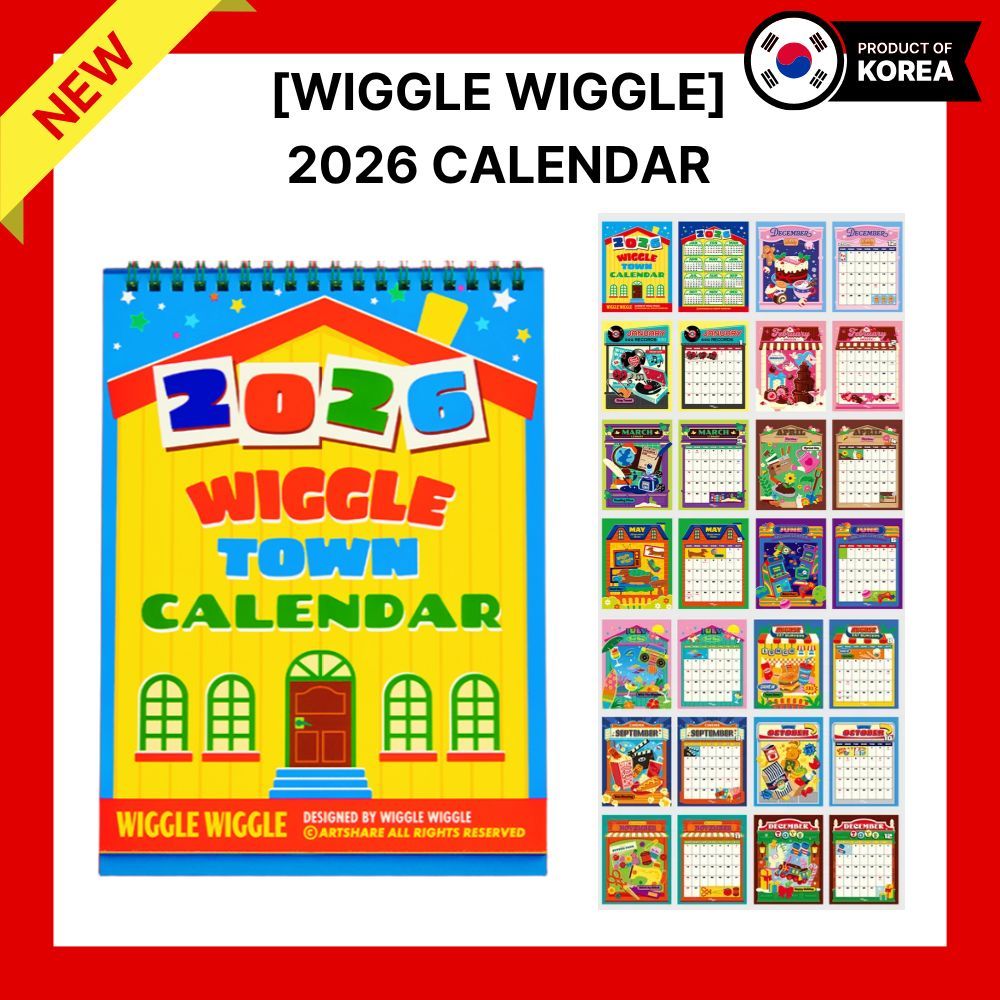 [WIGGLE WIGGLE] 2026 Wiggle Town Desk Calendar | Retro Illustration ...