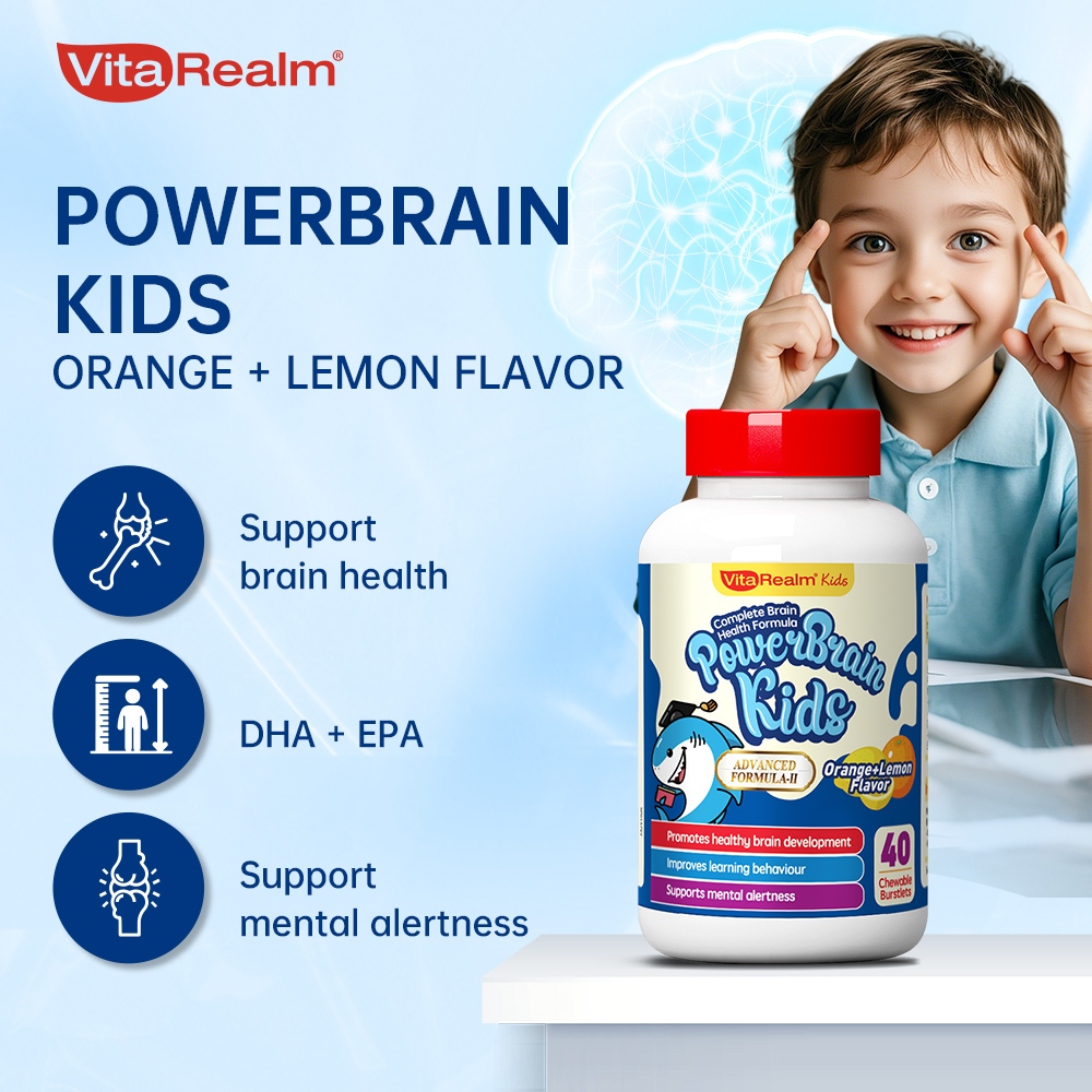 VitaRealm Omega-3 Fish Oil Kids l Brain Supplement Brain Booster Kids ...