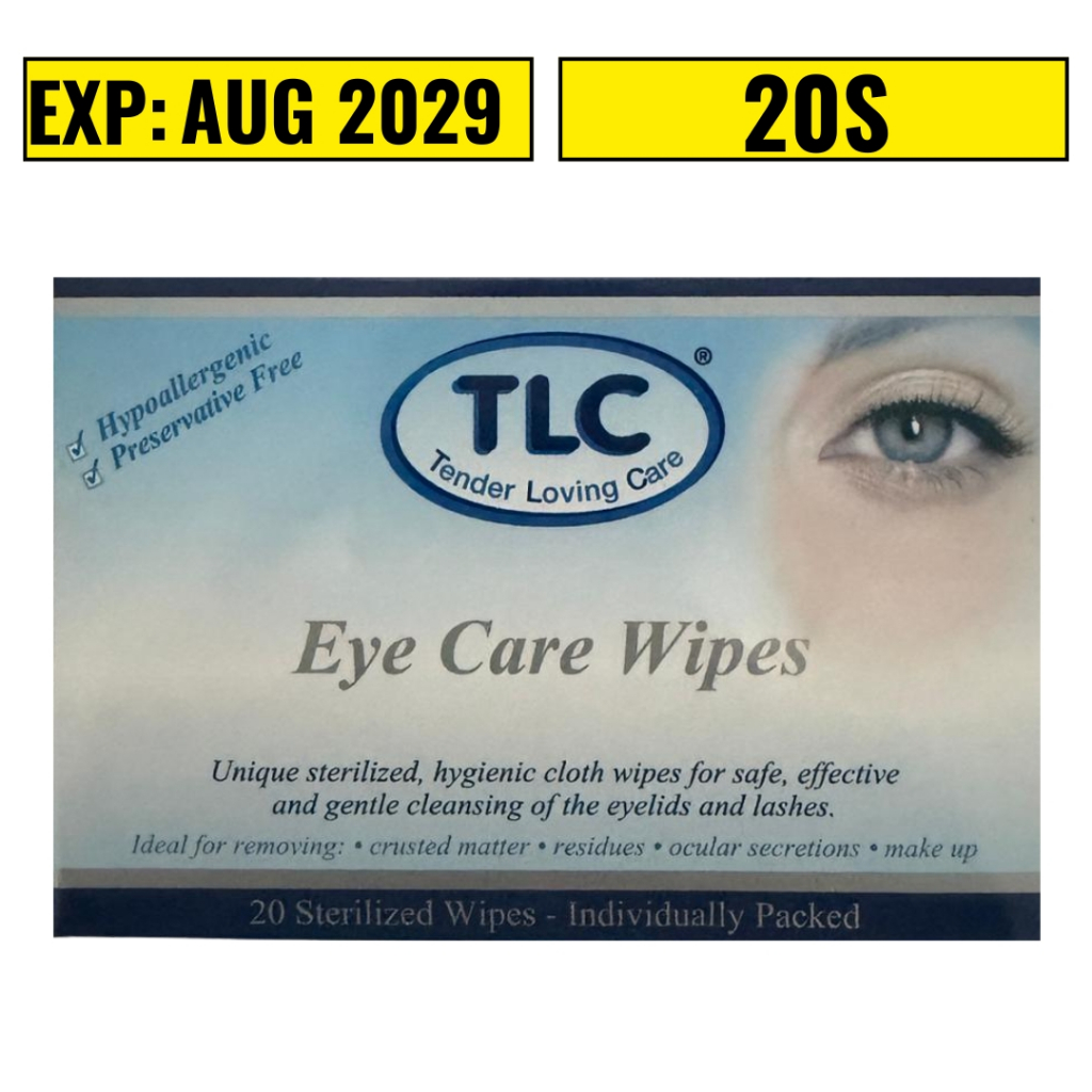 TLC Hypoallergenic Eye Wipes 20s – Gentle Daily Eyelid & Eyelash ...