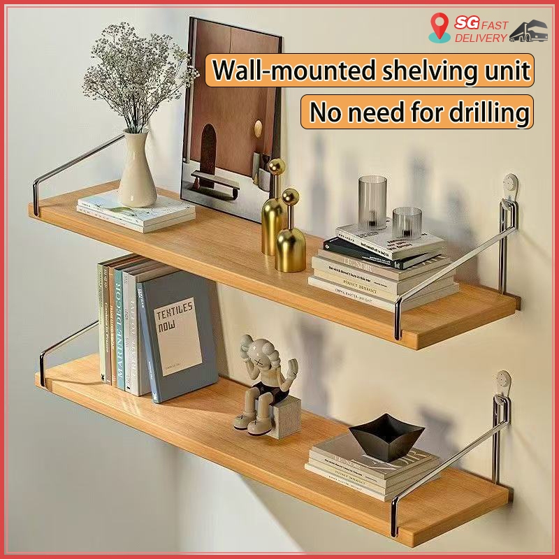 【SG stock】 Wall shelves without drilling, kitchen shelves, wall-mounted ...