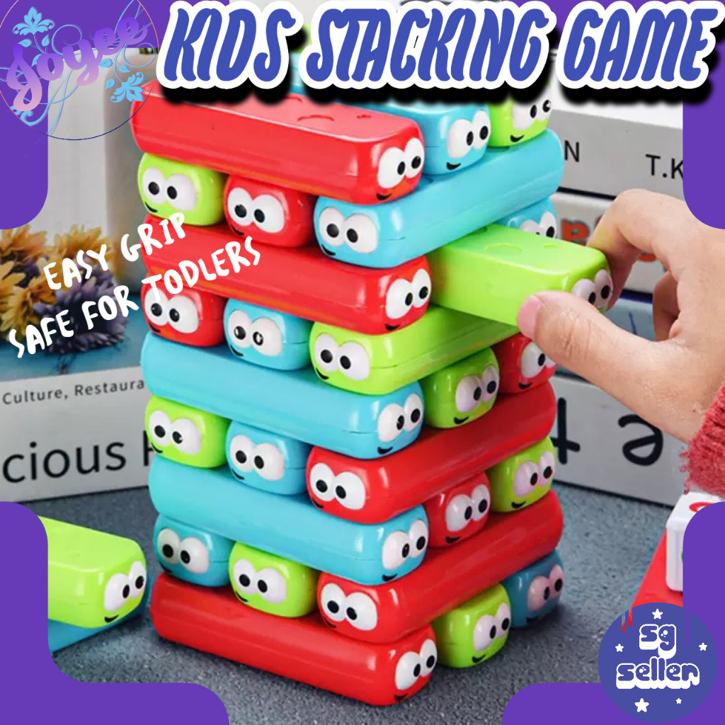 [SG Local] Children Stacking Game with Dice Cute Tower Build Bright ...