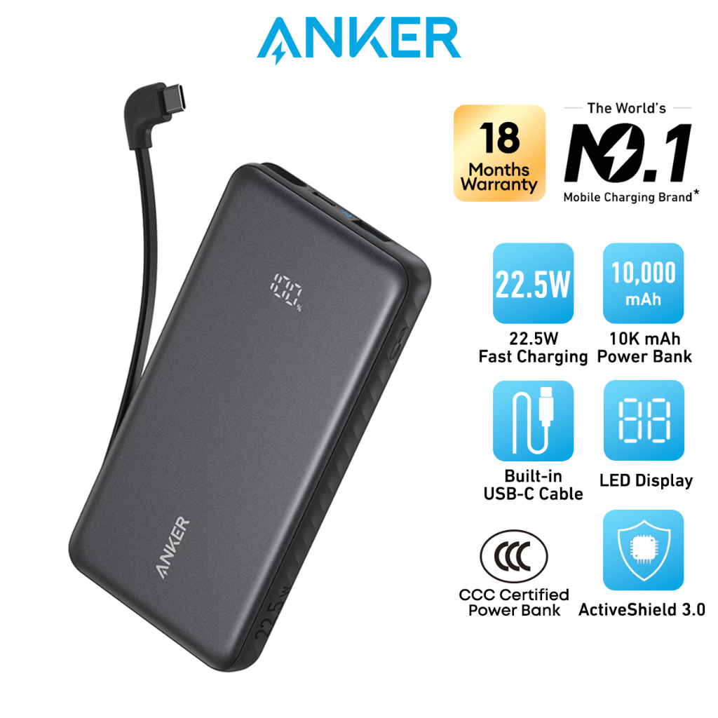 Anker Zolo CCC Powerbank 10000mAh 22.5W Fast Charging Compact Portable ...