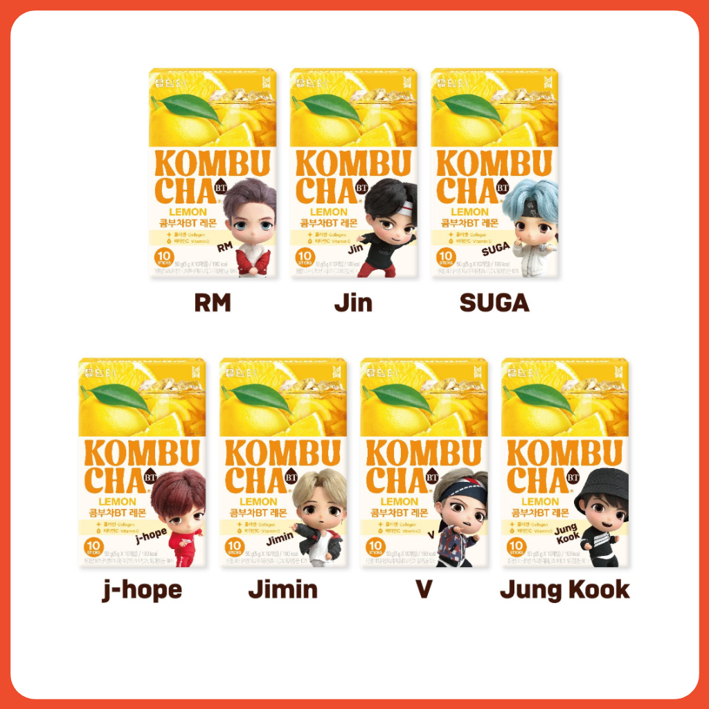 DAMTUH Kombucha BT Lemon Powder Stick 10 Count BTS TinyTAN Key Ring ...