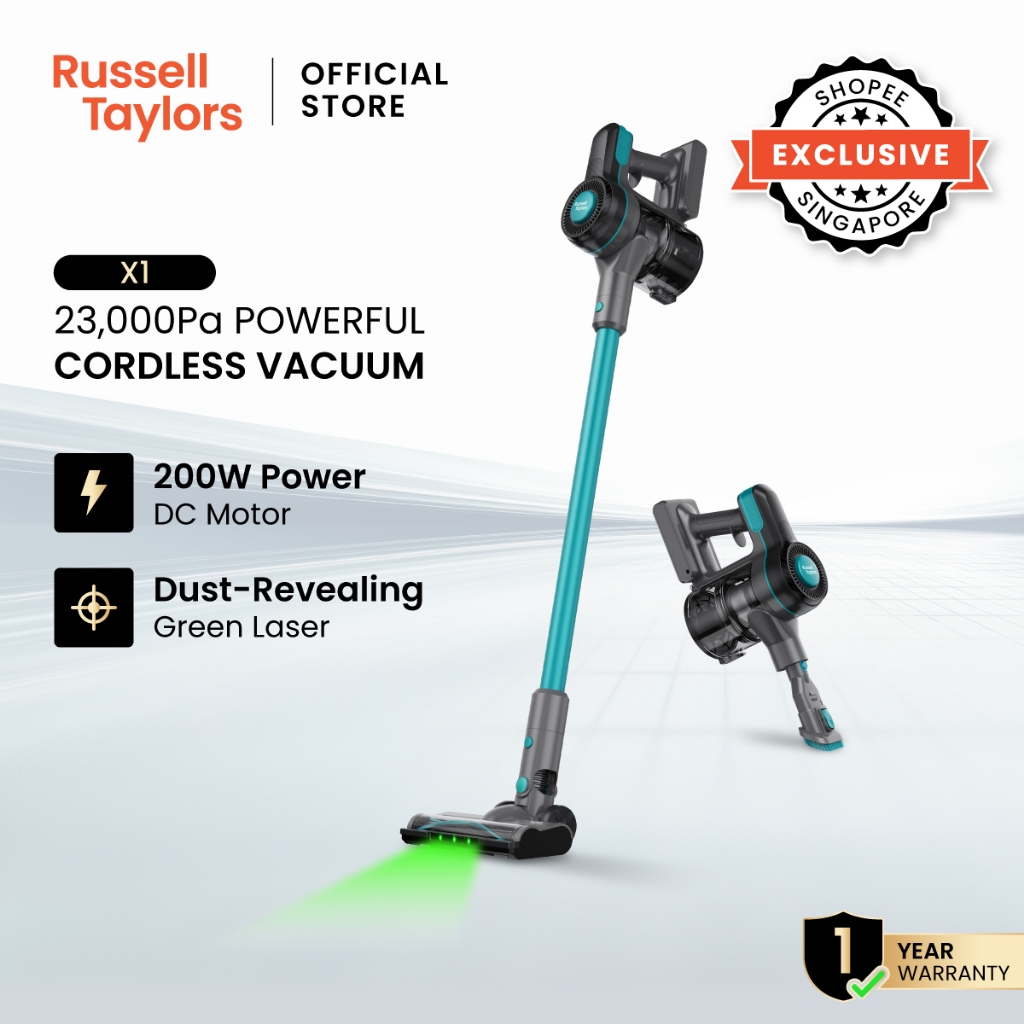 Russell Taylors 23,000Pa Cordless Vacuum Cleaner (HEPA, GREEN LASER ...