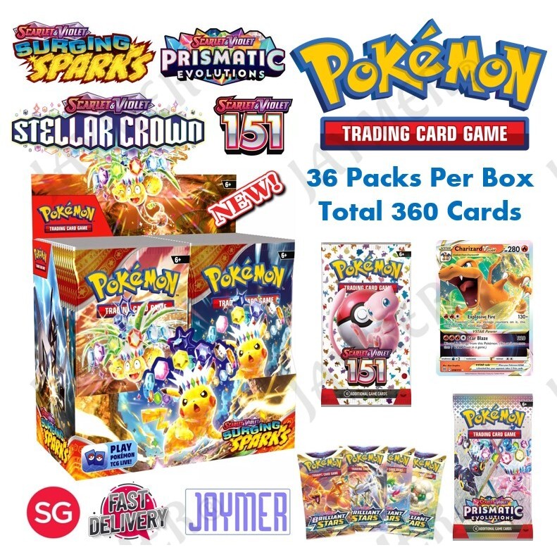 (SG) Pokemon Trading Card Game TCG 360 English Toy Stickers Booster Box ...