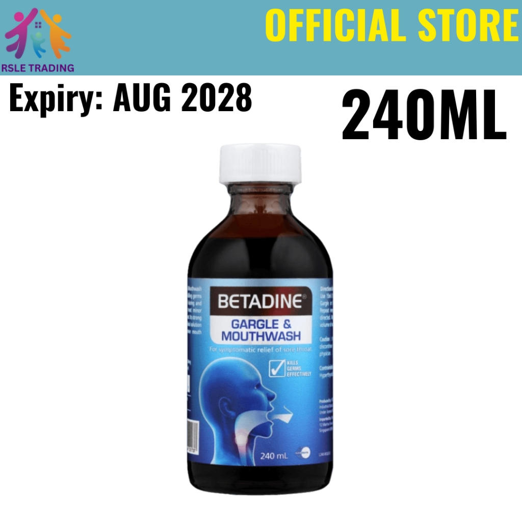 Betadine Gargle & Mouthwash 240ml – Antiseptic for Sore Throat, Ulcers ...