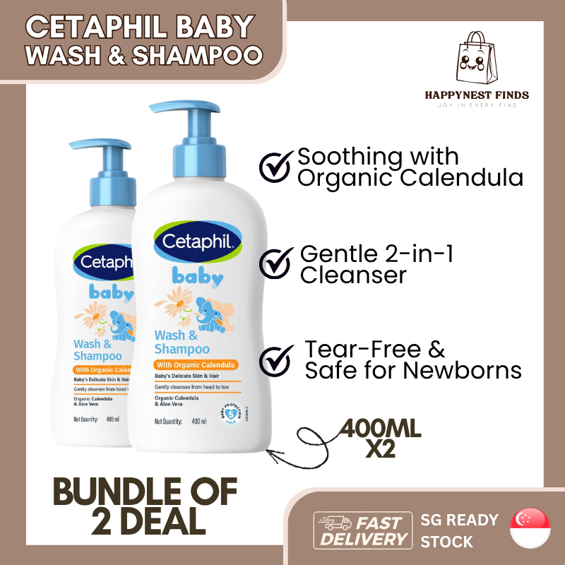 [Bundle of 2] CETAPHIL BABY Wash & Shampoo with Organic Calendula and ...