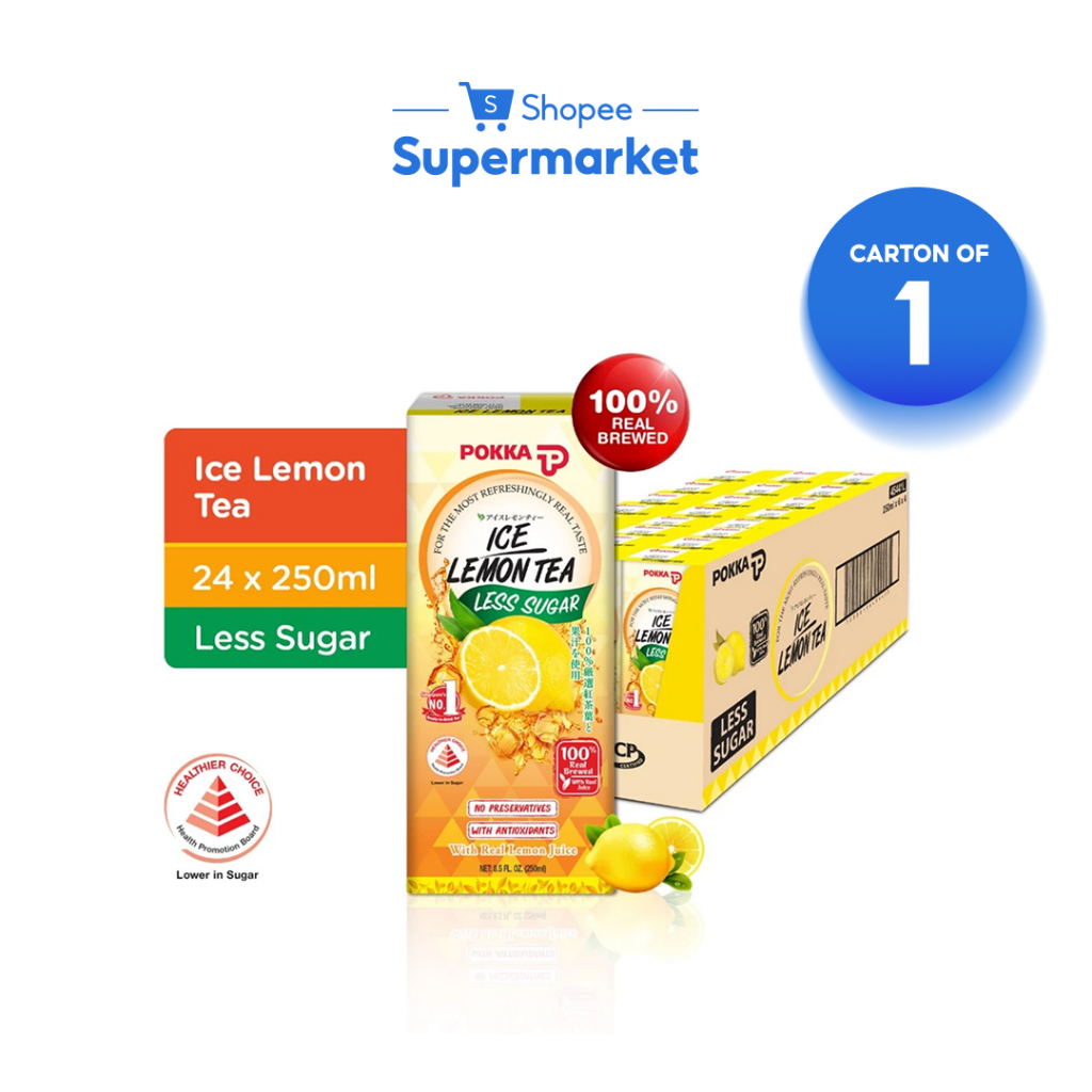 [1 Carton] Pokka Ice Lemon Tea Less Sugar (24x250ml) | Shopee Singapore