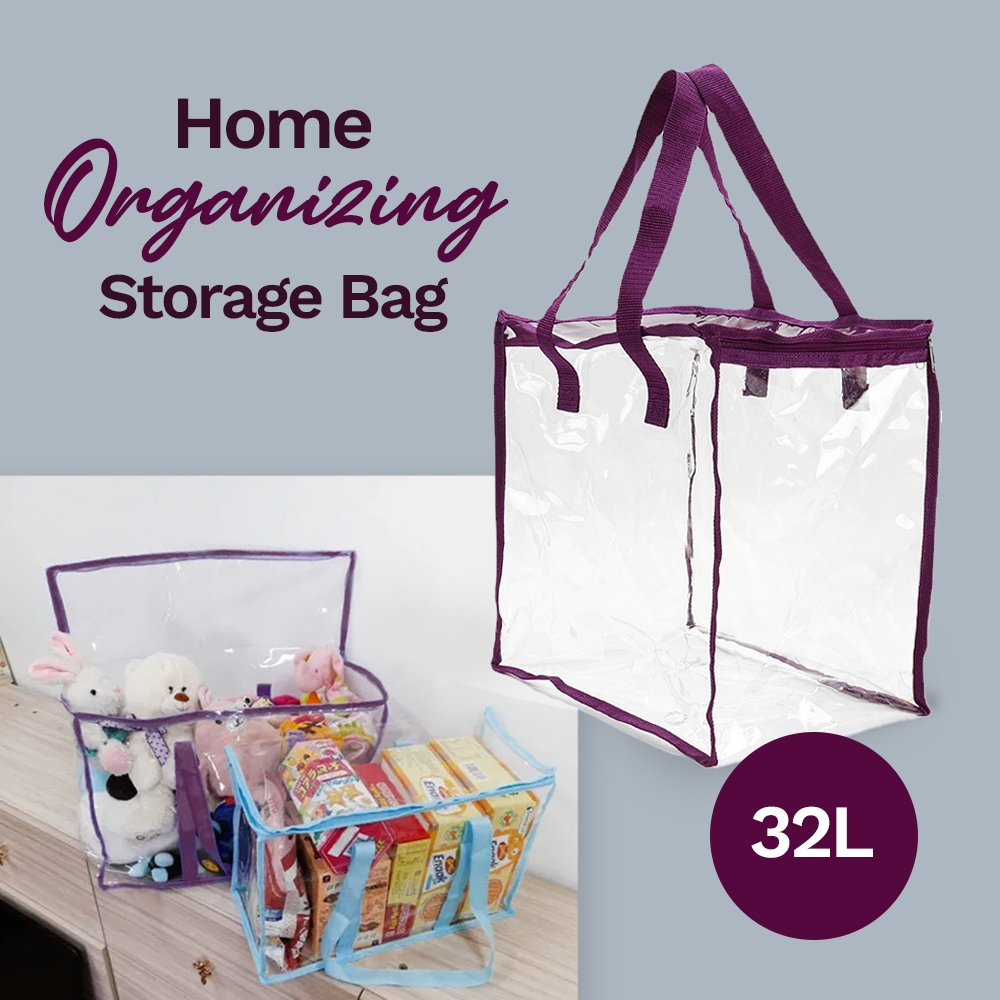 Home Organizing Clear PVC Storage Bag With Double Zipper 32L Heavy Duty ...