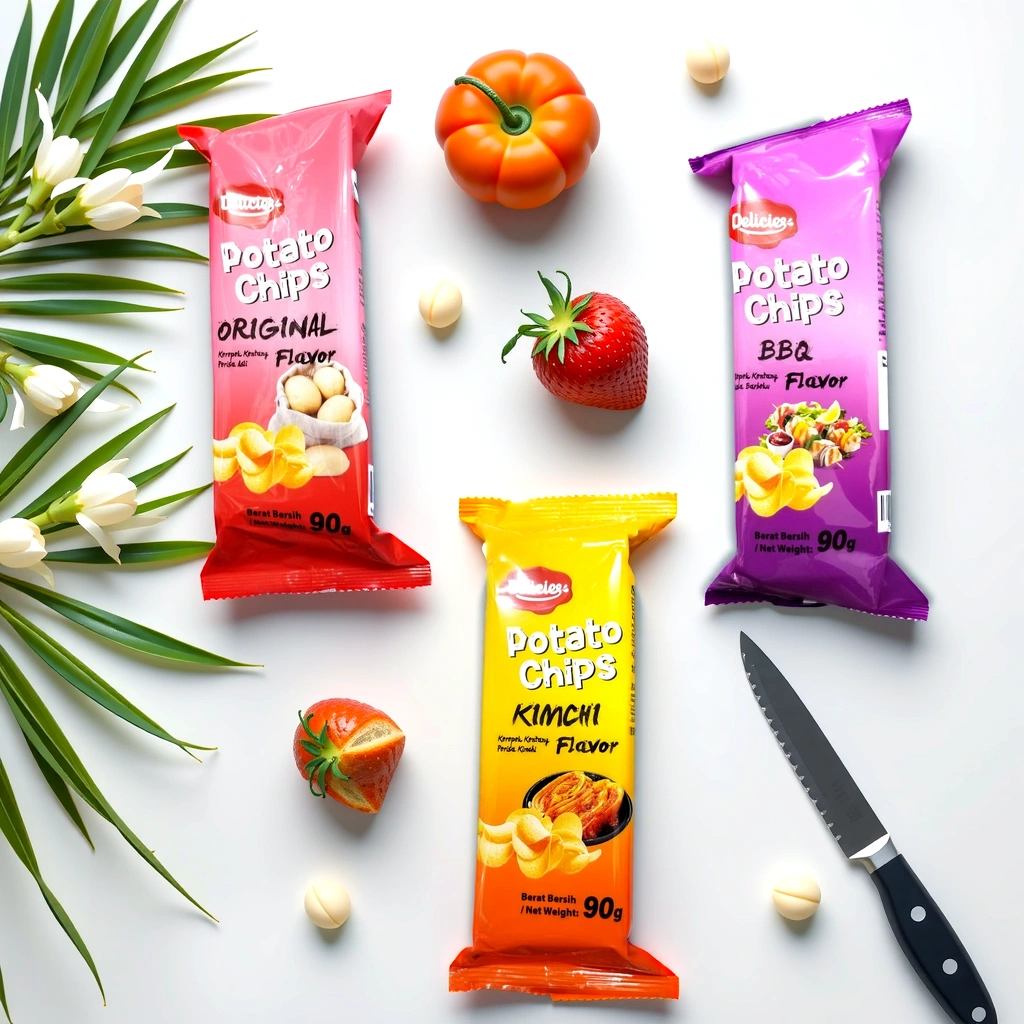 🥔 Delicios Potato Chips 90g | Original / BBQ / Kimchi Flavour | Crispy ...