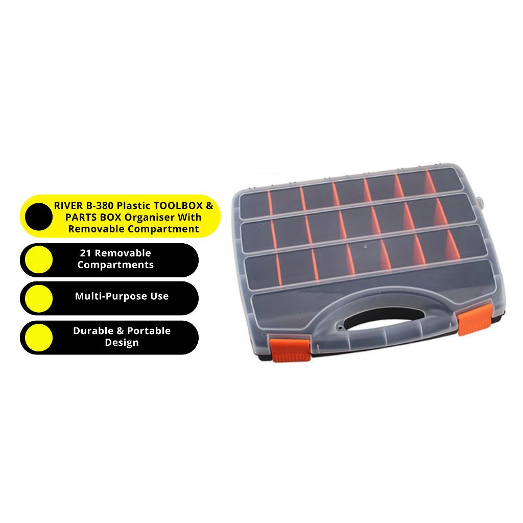 RIVER B-380 Plastic TOOLBOX & PARTS BOX Organiser With Removable ...