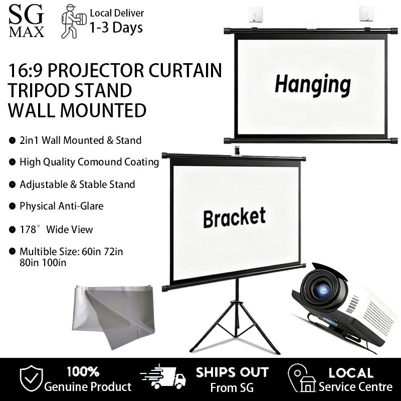16:9 Projector Screen Projector Tripod Screen 60/72/84/100 Inches ...