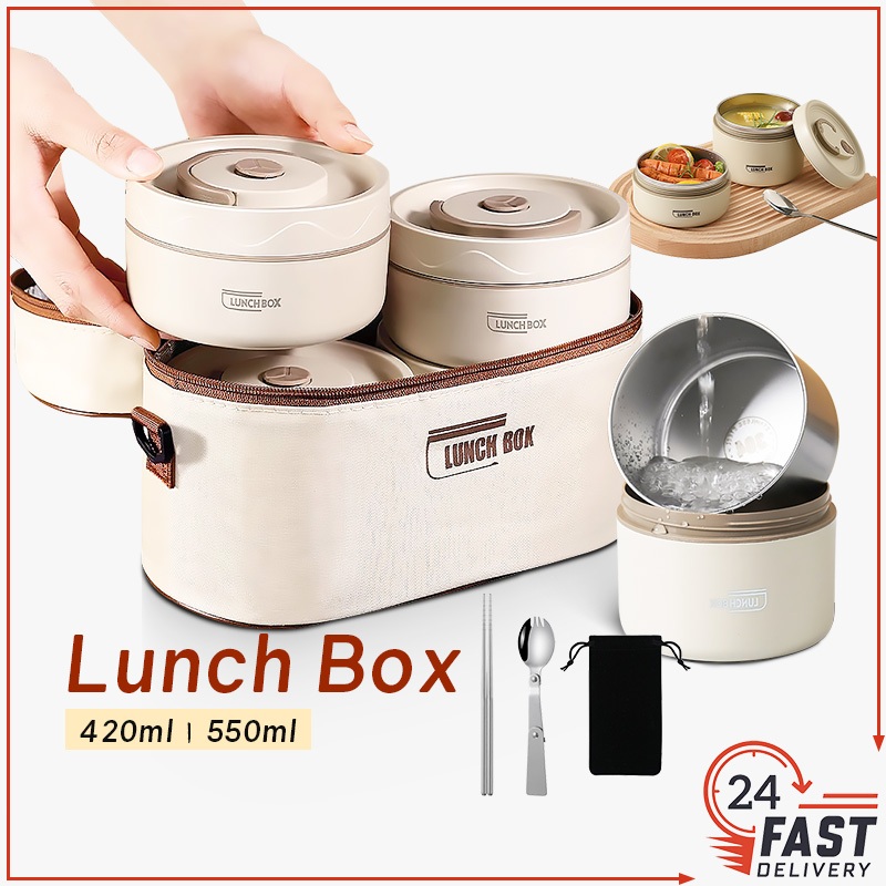 【SG STOCK 】304 Stainless Steel Lunch Box Microwave Safe - Portable ...