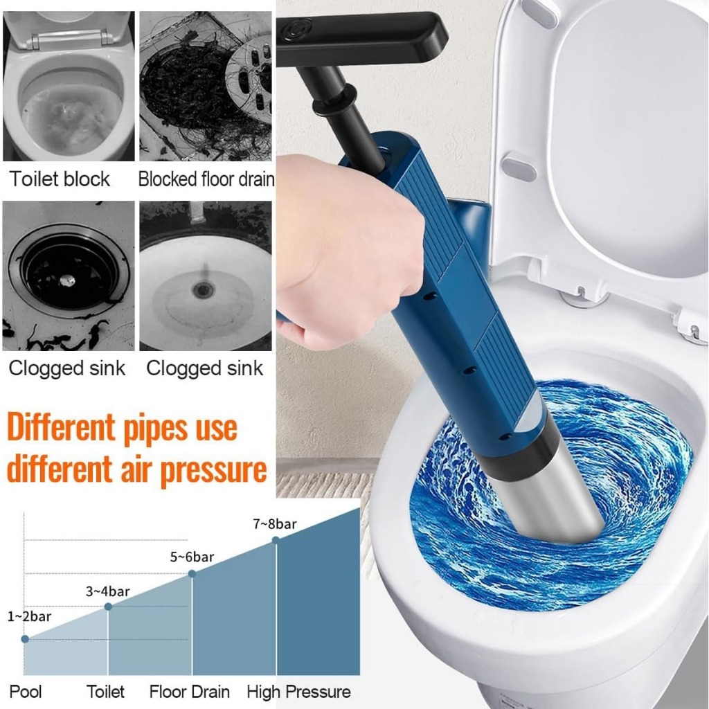 Toilet Plunger High Pressure Air Drain Blaster Pipe Pump ...