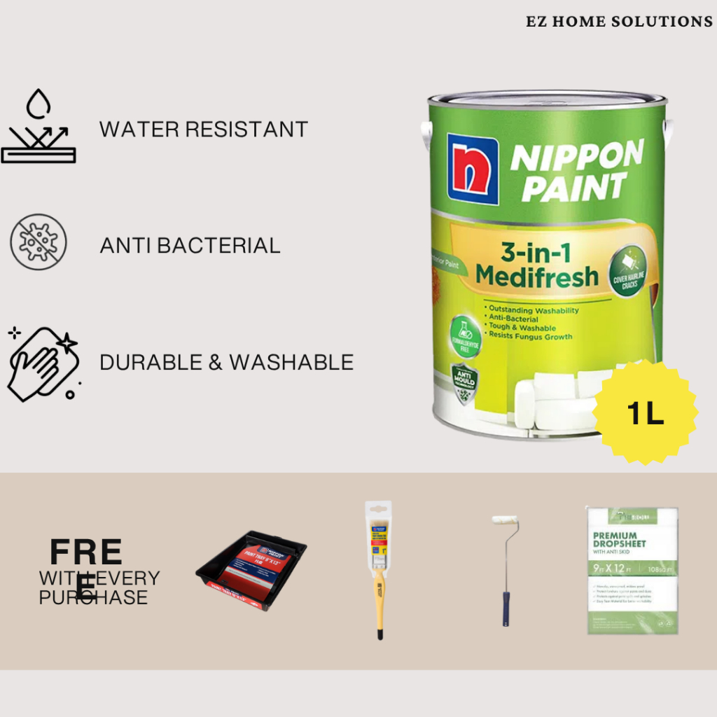 [FREE PAINTING KIT] Nippon Paint 3-in-1 Medifresh: Anti-Bacterial and ...