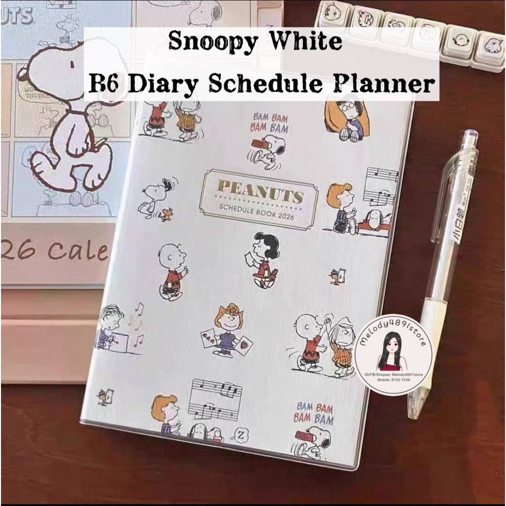 Snoopy Schedule Book 2026 & Cute Yearly Diary Planner With Calendar B6 ...