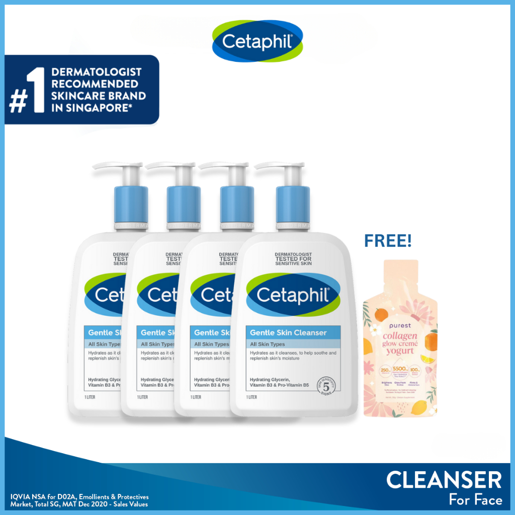 Cetaphil 12.12 Best Seller Cleanser Bundle (Gentle Skin Cleanser 1L x4 ...