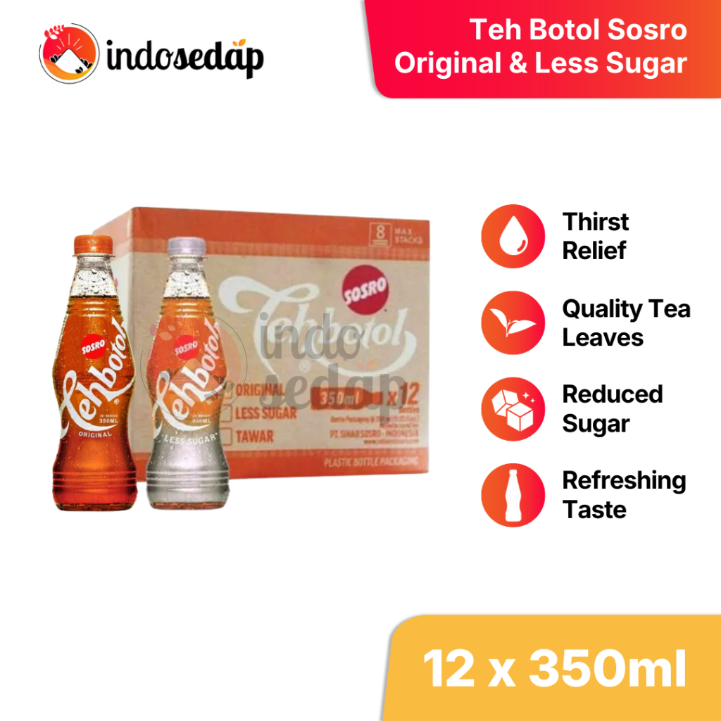 IndoSedap Sosro Teh Botol Original / Less Sugar | Authentic Original ...