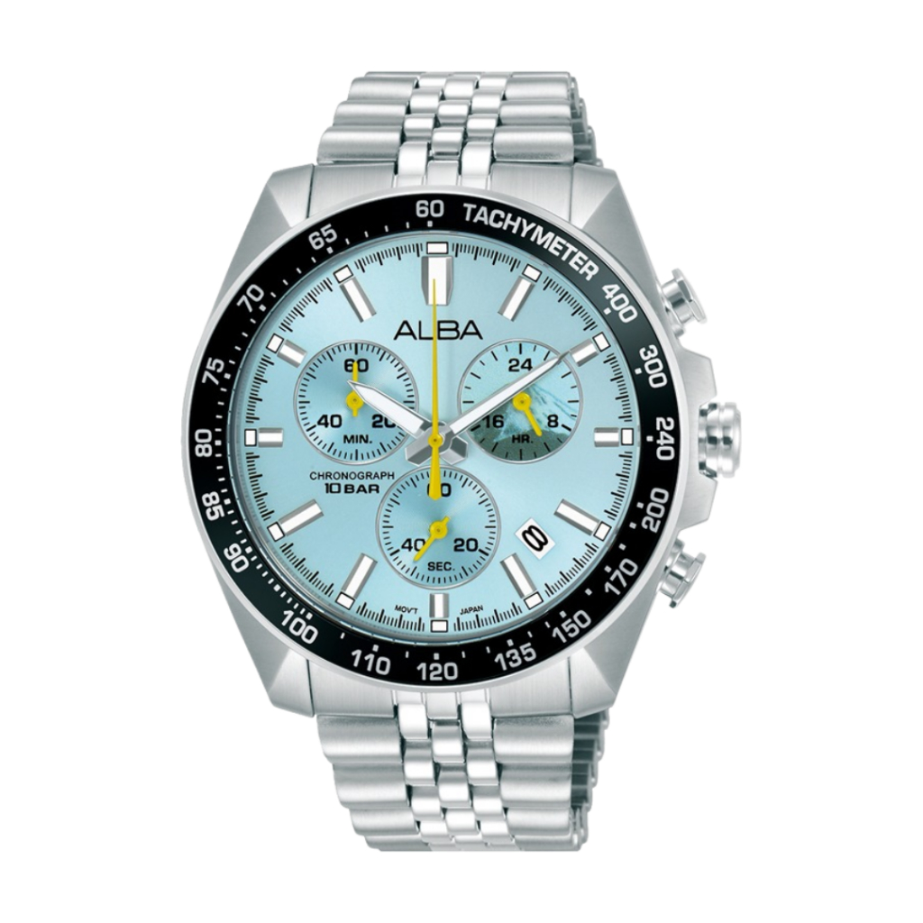Alba Signa 3 Hands Date Quartz Men Watch in Light Blue Dial Chronograph ...