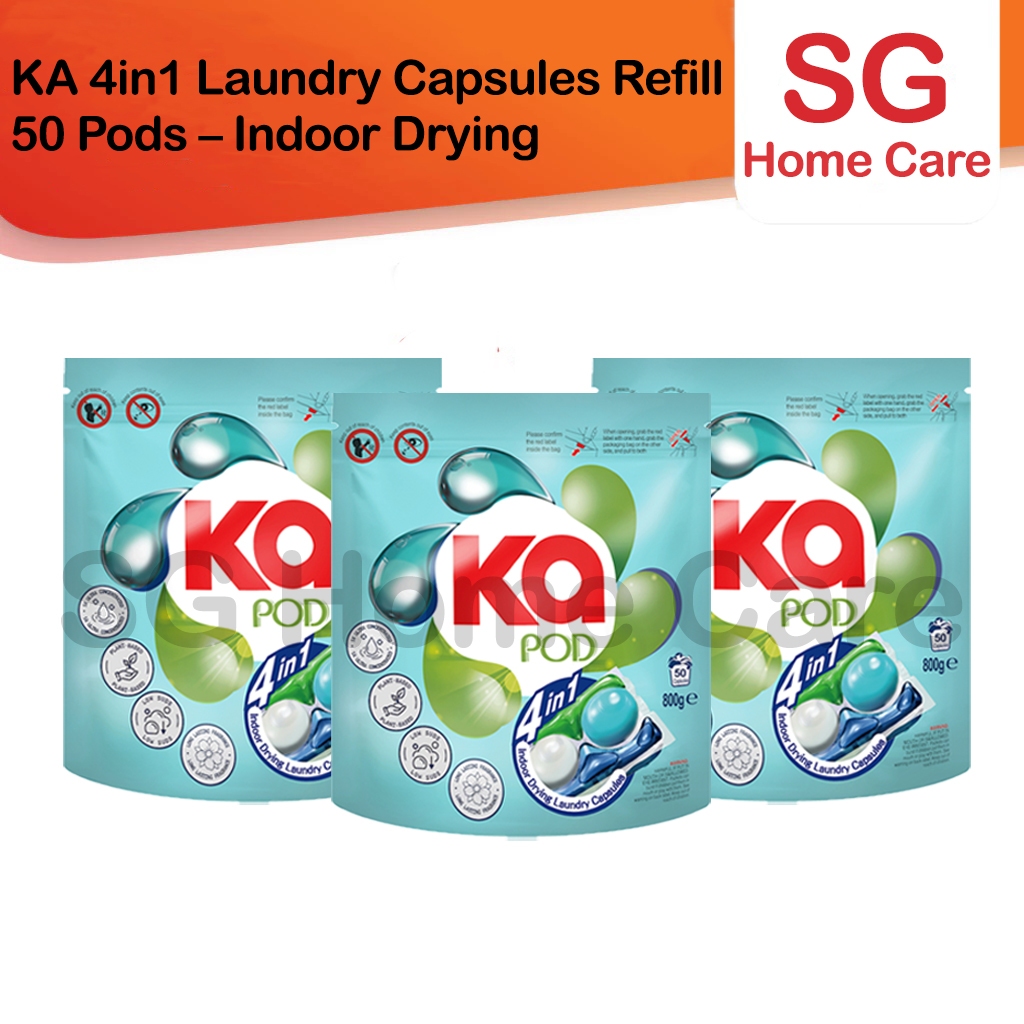 KA 4in1 Laundry Capsules Refill Pack 50 Pods x 3 Packs – Indoor Drying ...