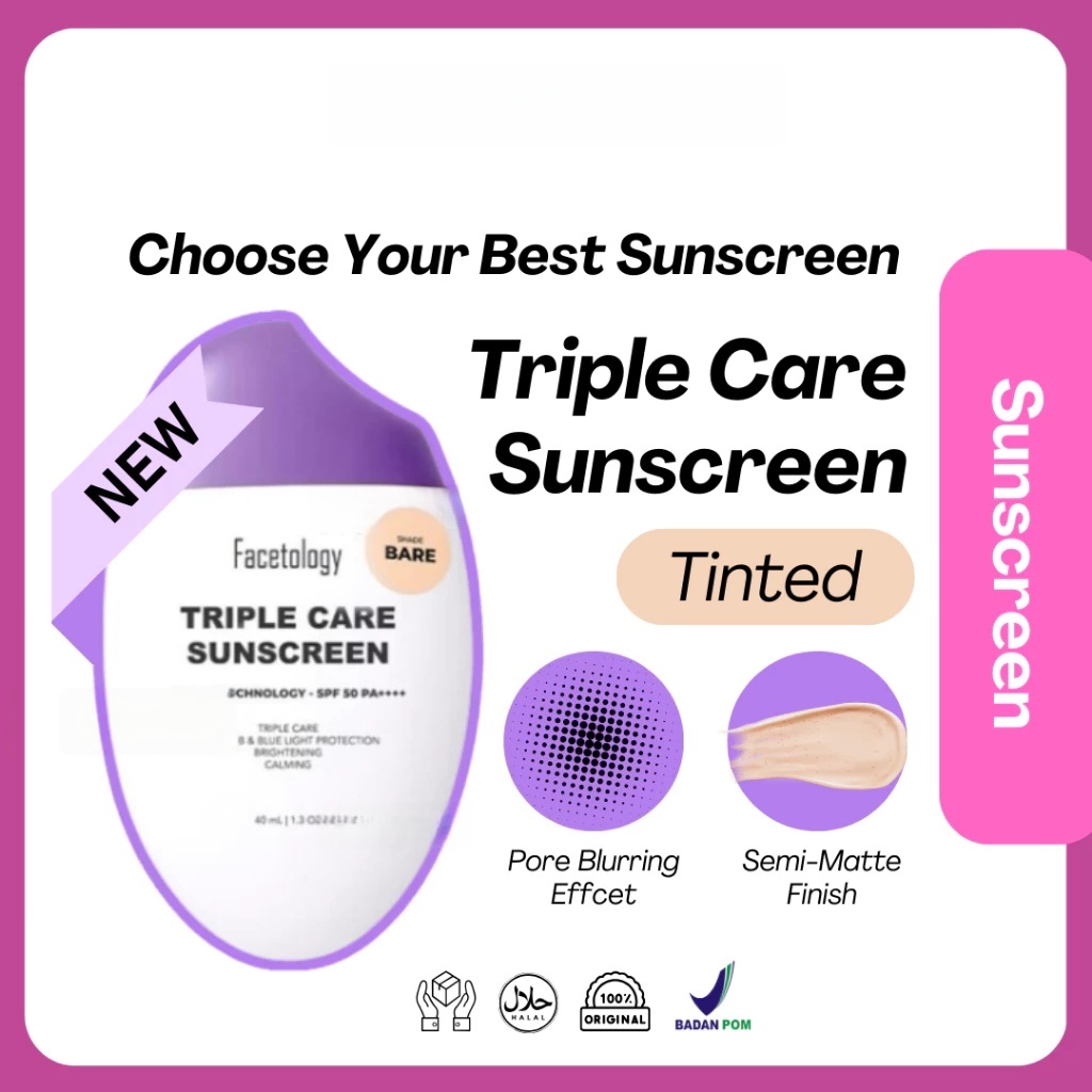 💜Ready Stock💜Facetology Triple Care Sunscreen SPF40 PA++++/Tinted ...