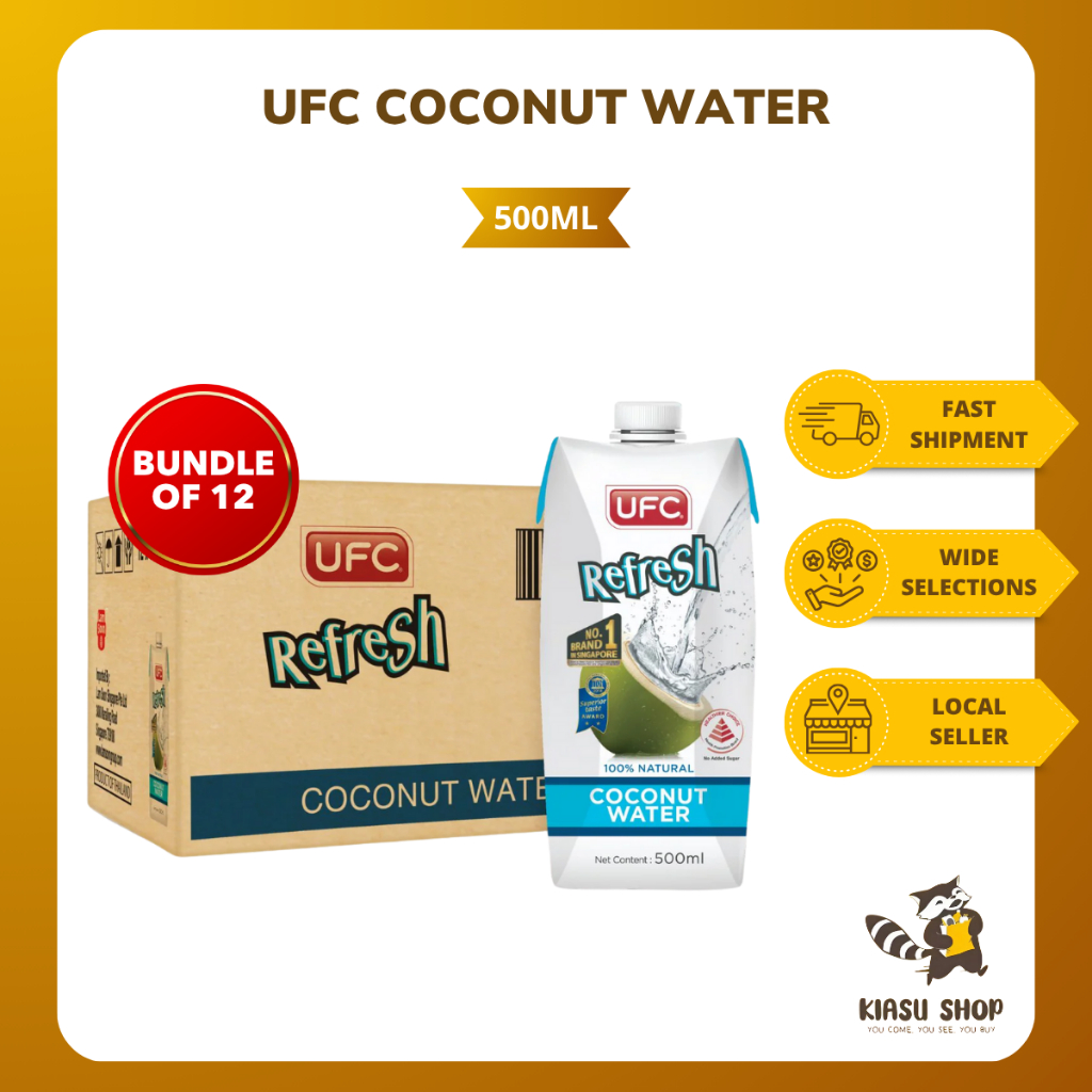 [Bundle of 12] UFC Refresh Coconut Water 500ml Refreshing Hydration ...