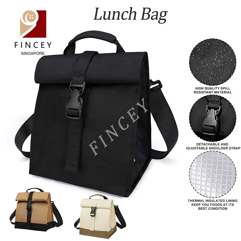 【SG】Insulated Lunch Bag Rolltop Foldable Lunch Bag with Adjustable ...