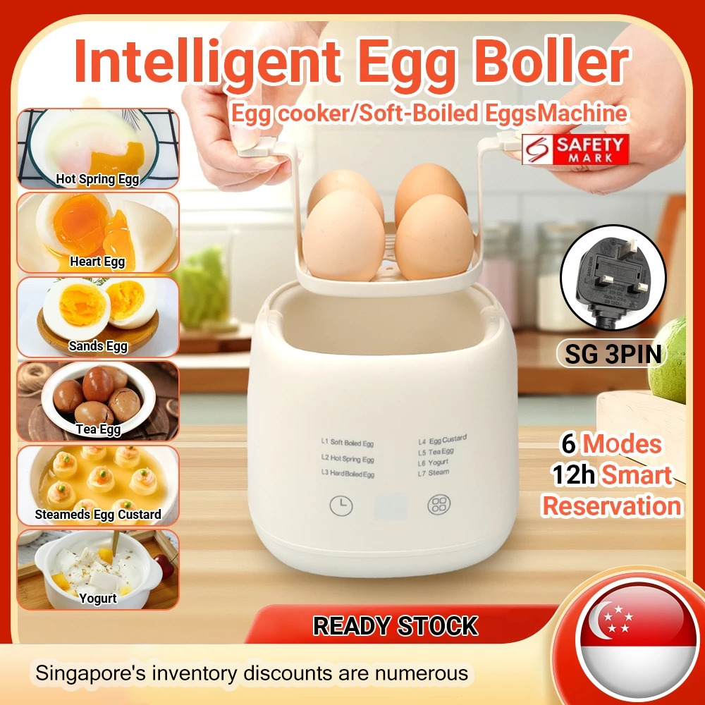 【SG Stock】Egg Boiler Household Soft Boiled &Kopitam Egg Maker Automatic ...