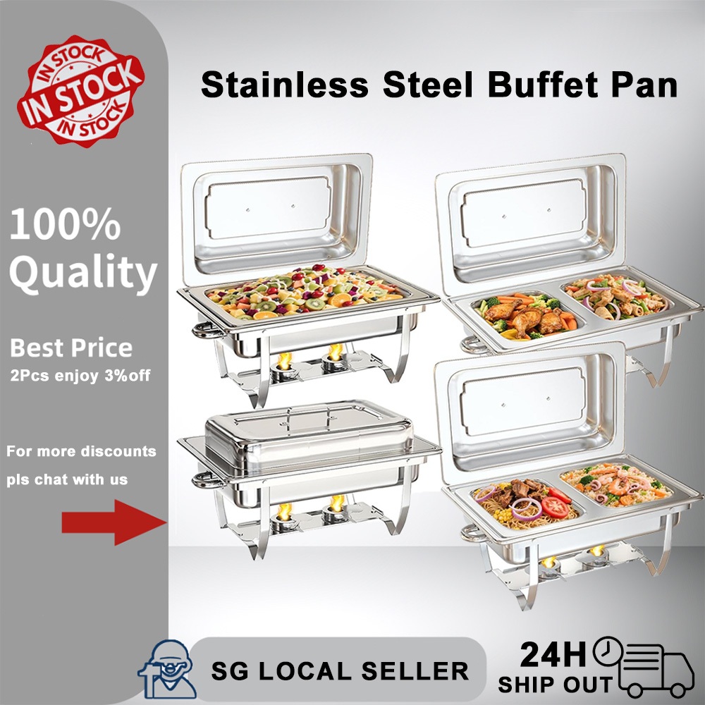 Stainless Steel Buffet Pan Food Tray Set with Warmer Buffet Stove ...