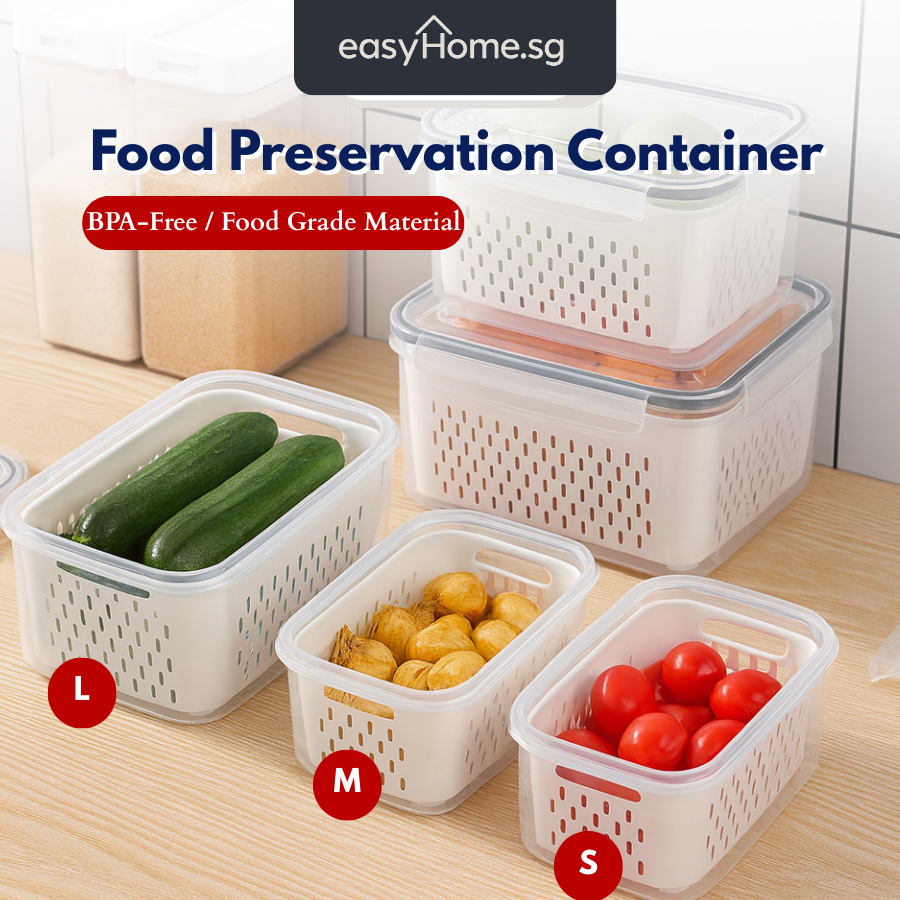 Easyhome.sg Double Layer Fridge Food Storage Box | Airtight Fruit ...