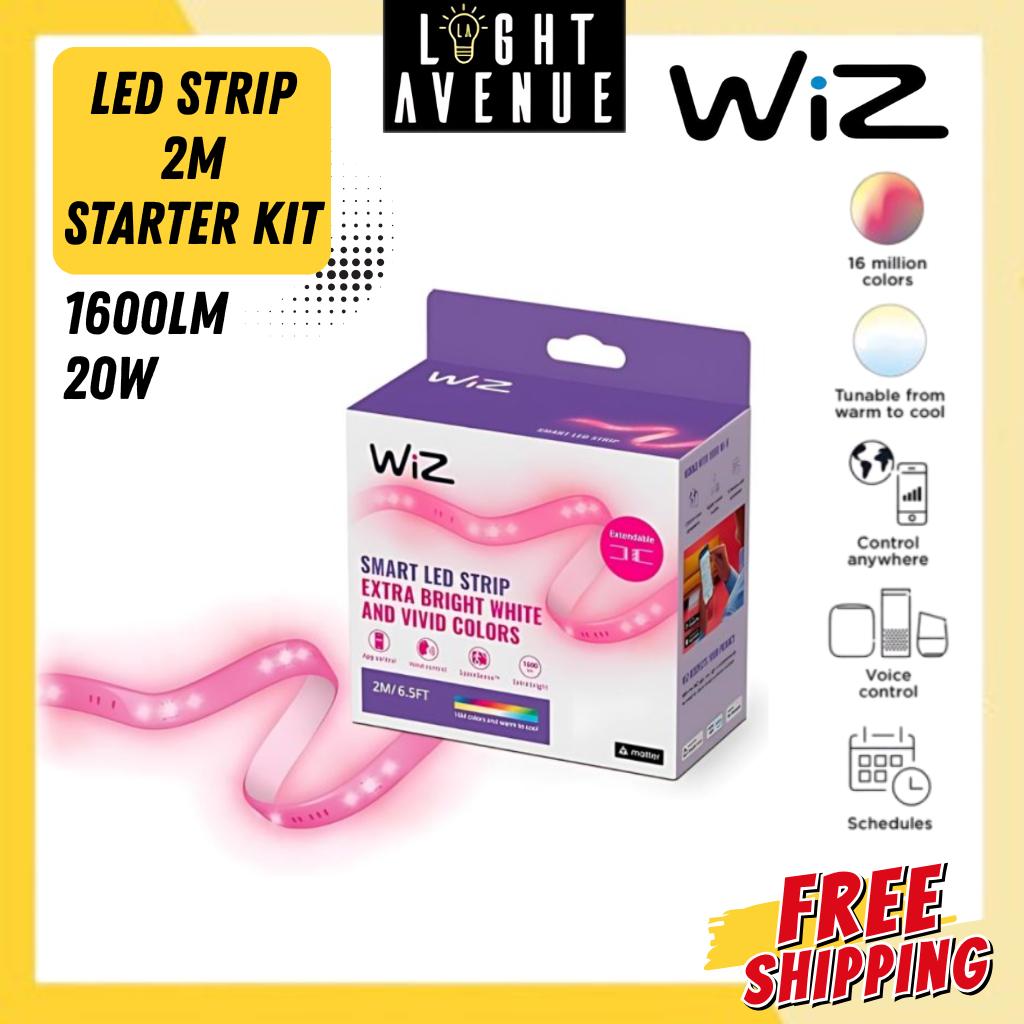 WiZ Smart Wifi RGB LED Strip Light 2m 1600lm Starter Kit MY 20W 2700k ...