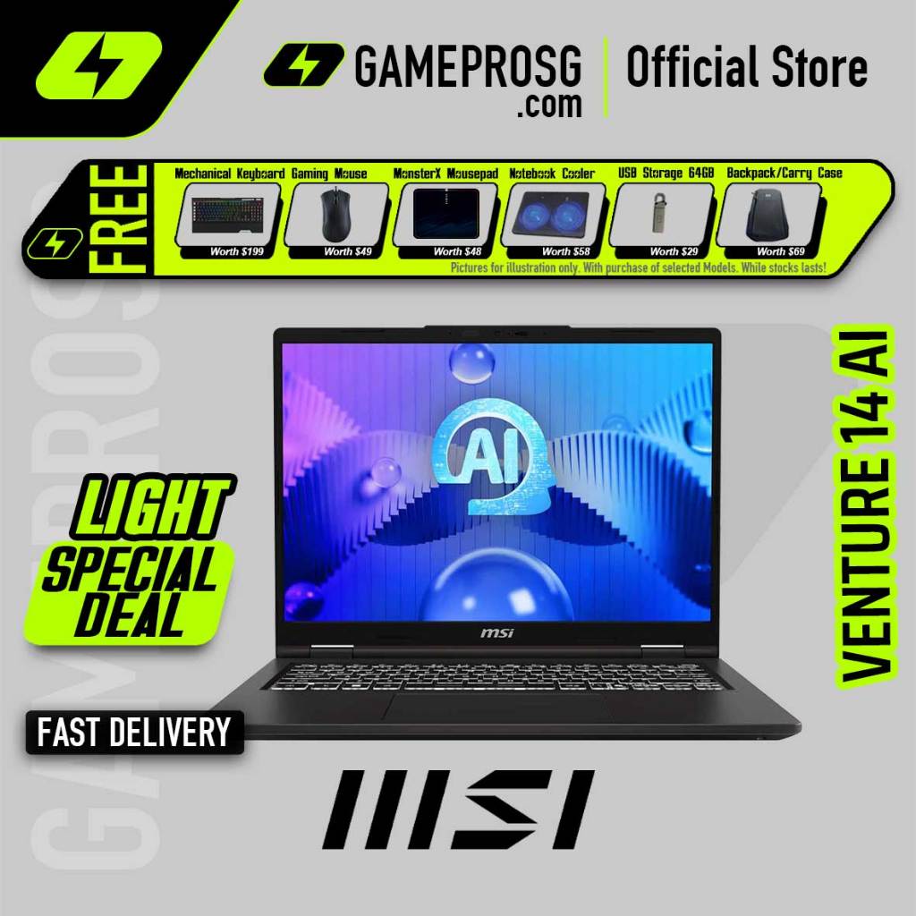 MSI Venture 14 AI Laptop — Advanced Business Pro — 2.8K OLED 120Hz ...
