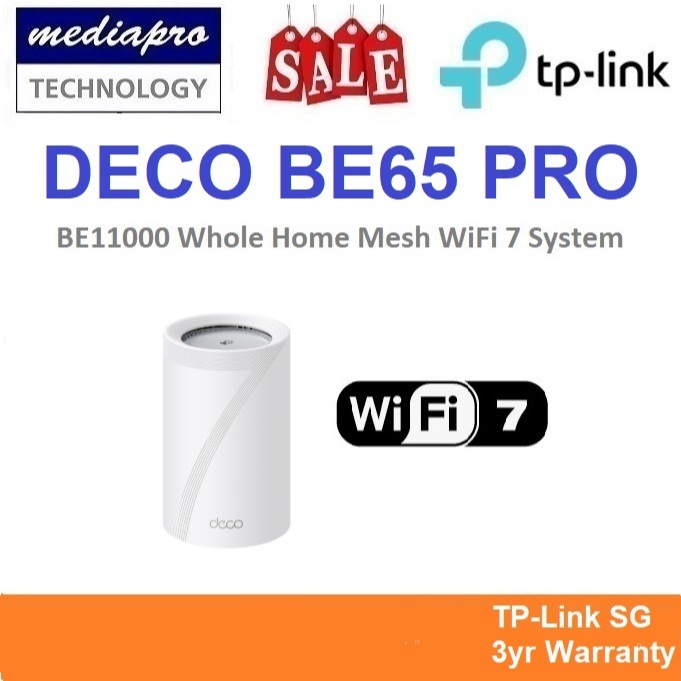 TP-LINK DECO BE65 PRO 1-Pack BE11000 Whole Home Mesh WiFi 7 System ...