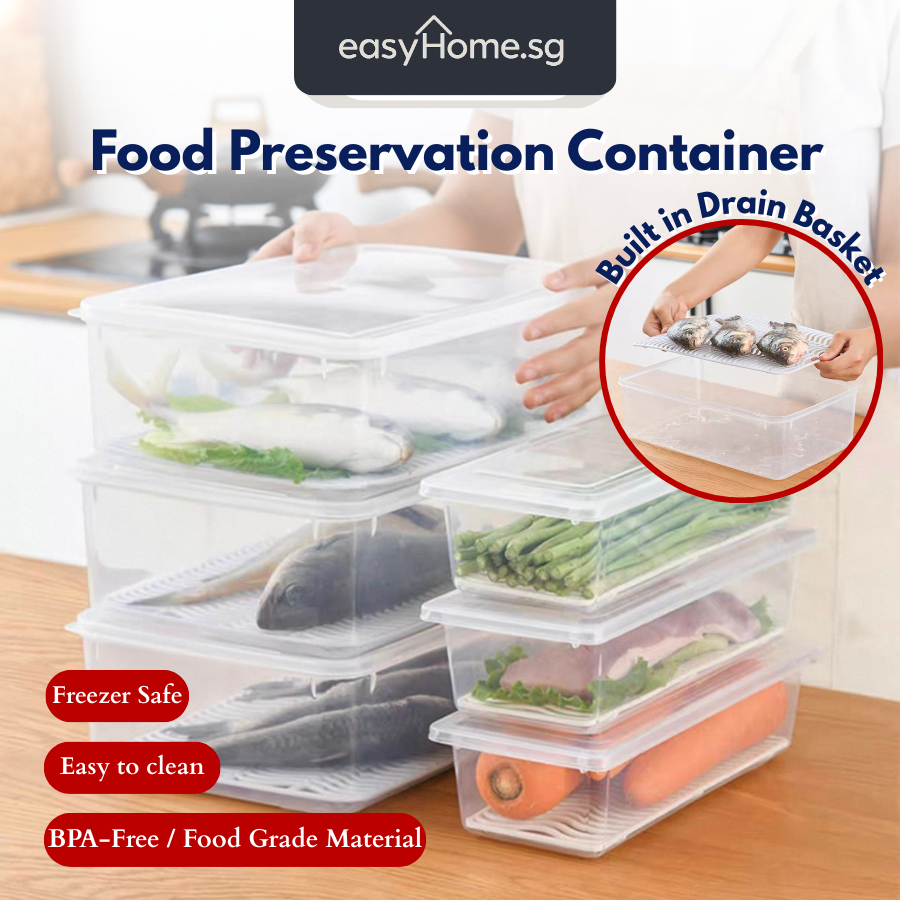 Easyhome.sg Food Storage Box with Removable Draining Tray | Fridge ...