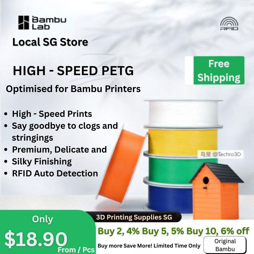[SG Stock] Bambu Lab PETG HF/Basic [2025 Version] Filament 1KG (RFID ...
