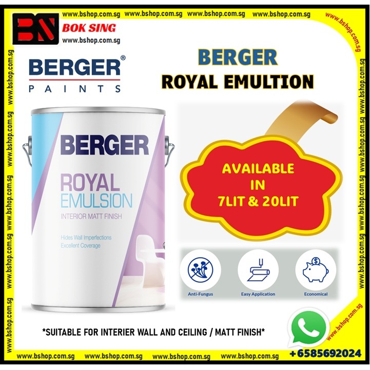 BERGER ROYAL EMULTION / INTERIER WALL AND CEILING PAINT / WATER BASED ...