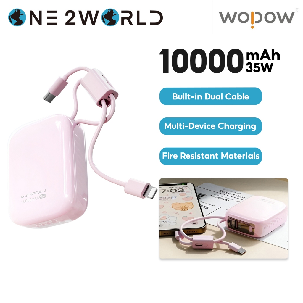WOPOW SQ79 10000mAh Mini Power Bank PD35W Fast Charging with Built-in ...