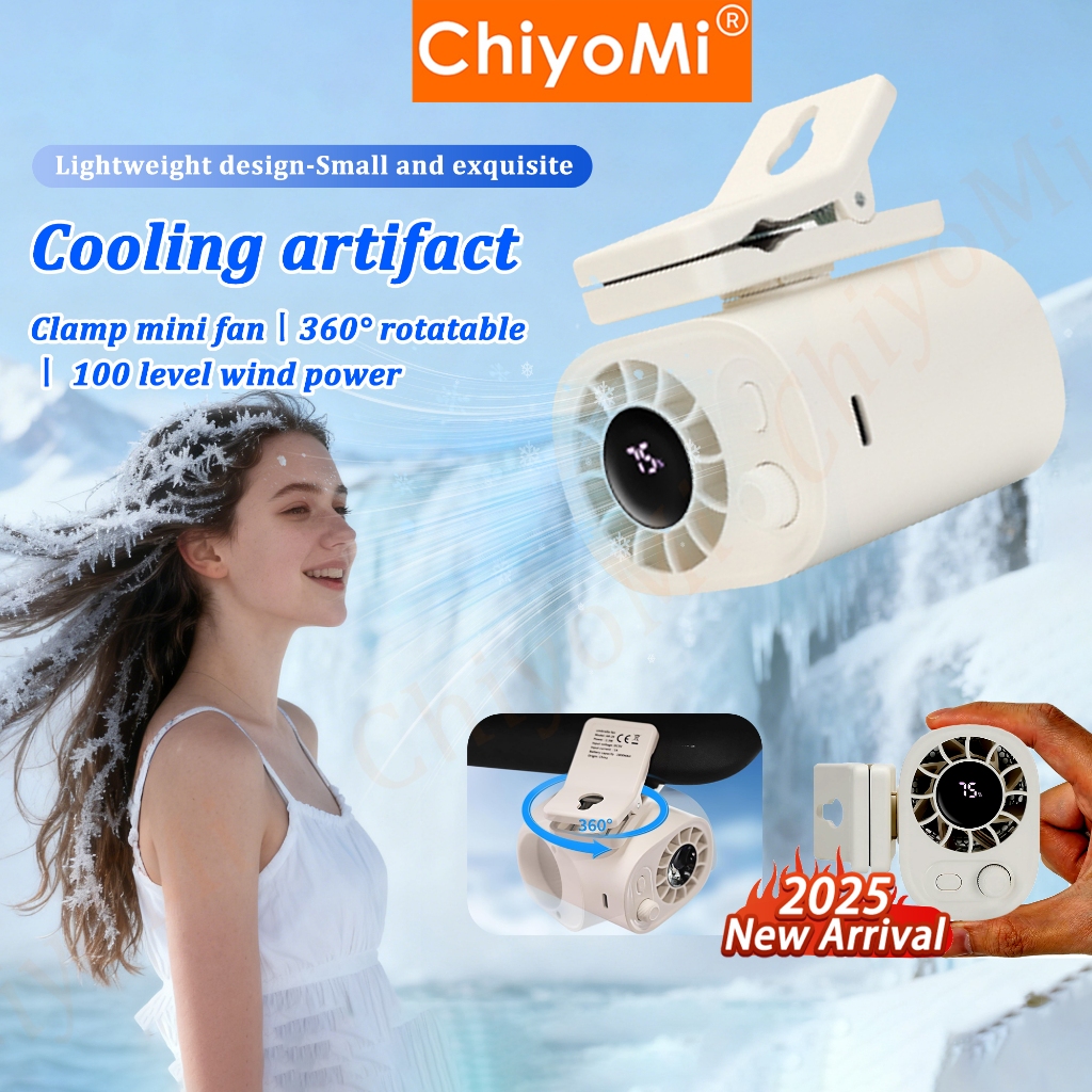 ChiyoMI Handheld Clip Fan High Speed Desktop Portable Fan 100-Speed ...