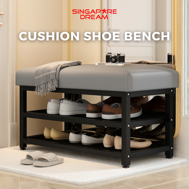 2 in 1 Cushion Shoe Bench | PU Leather Shoe Changing Bench | Luxury ...