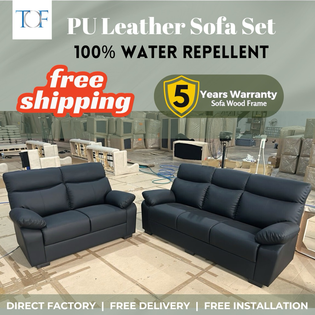 PU Leather Sofa 3 Seater 2 Seater Water Repellent PU Sofa Set Premium ...