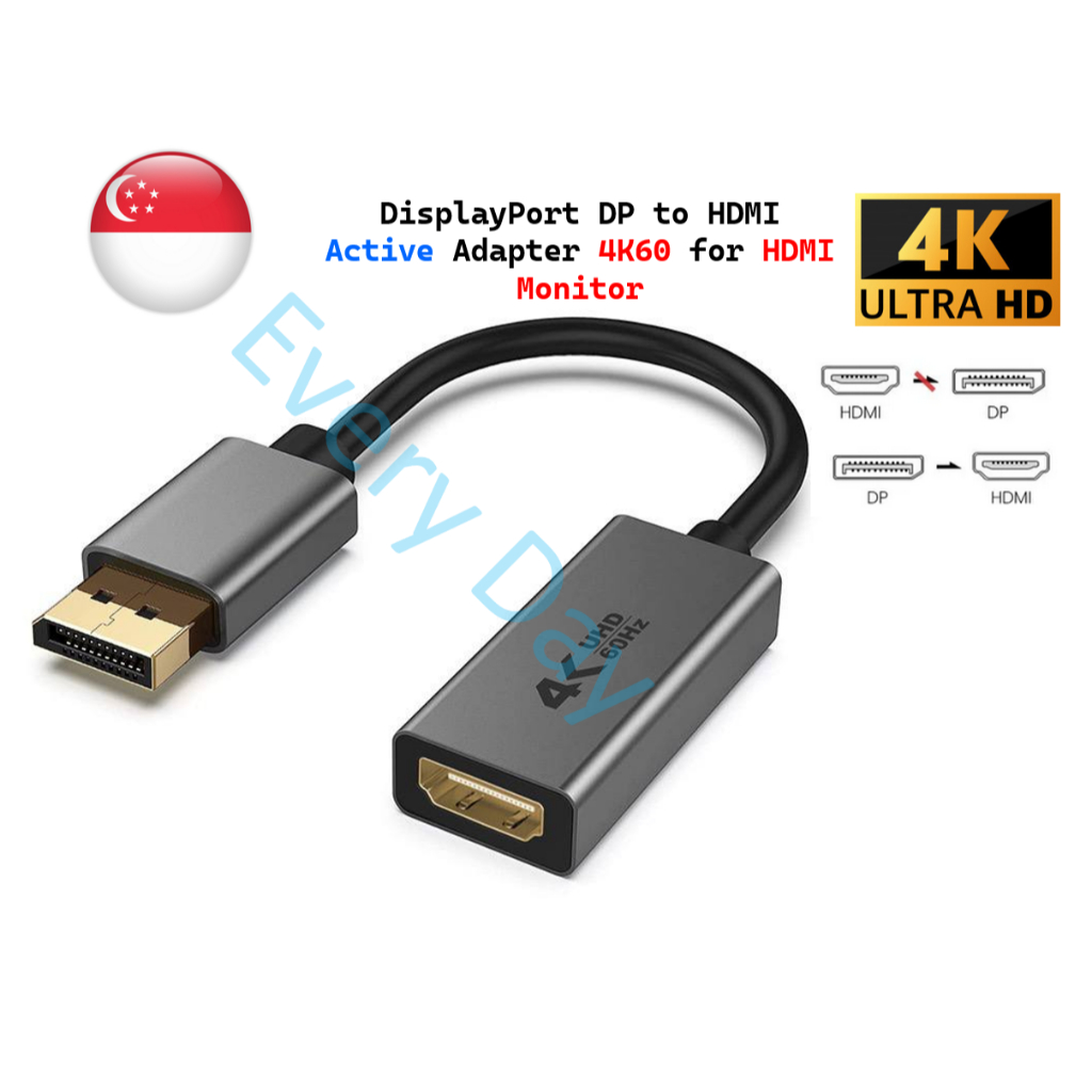 [Local SG Stock] Displayport DP to HDMI Active Adapter 4K60hz for HDMI ...