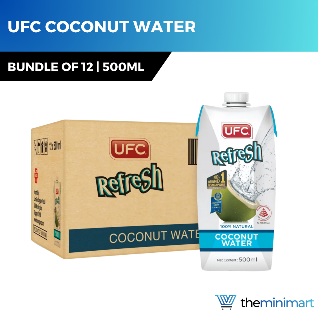 [Bundle of 12] UFC Refresh Coconut Water 500ml Refreshing Hydration ...
