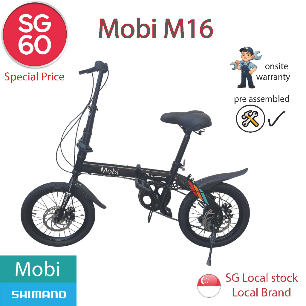 Mobi M16 Foldable Bicycle Bike – Pre-install | Lightweight | Shimano 6 ...