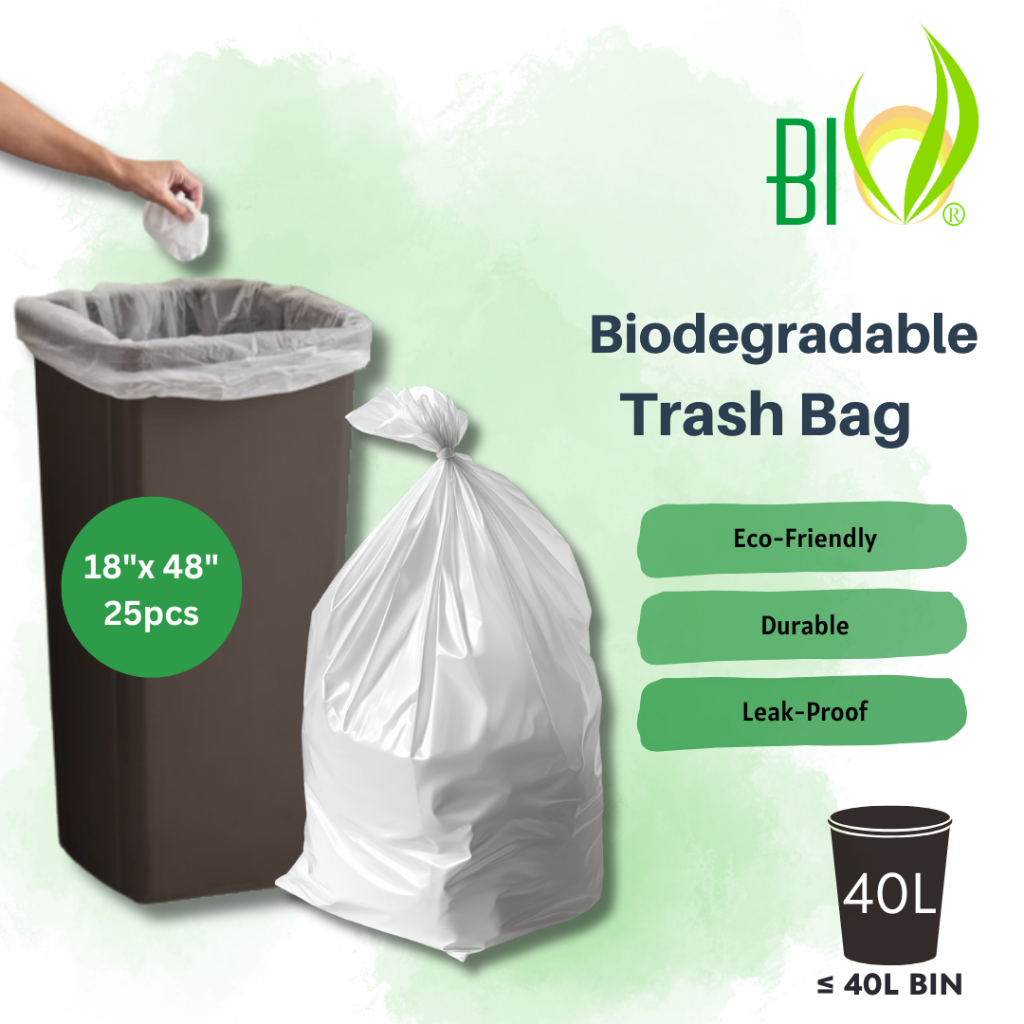 BIO Biodegradable Trash Bags - 18"x48" Transparent - 40L | Shopee Singapore