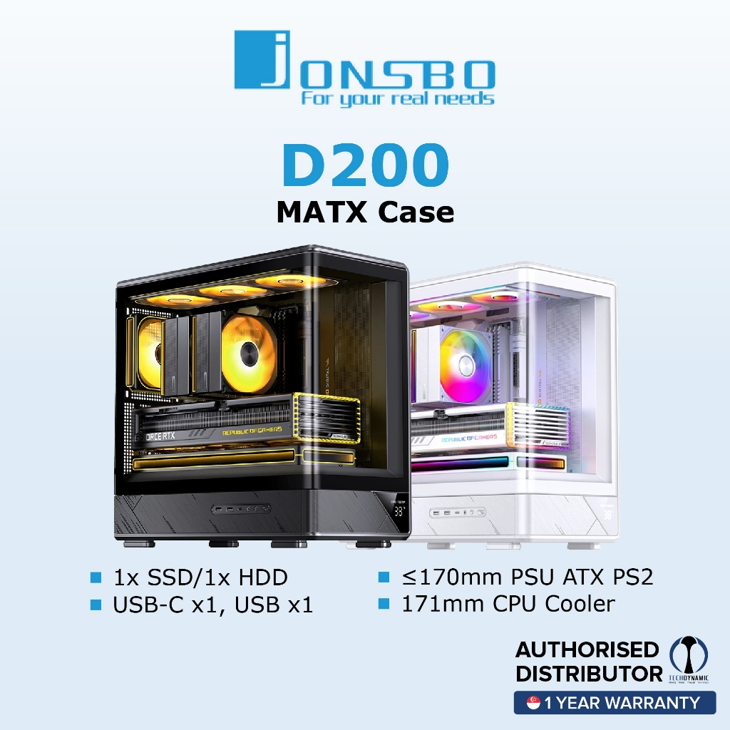 JONSBO D200 MATX Desktop Case Digital Display Screen Curved Glass Sea ...
