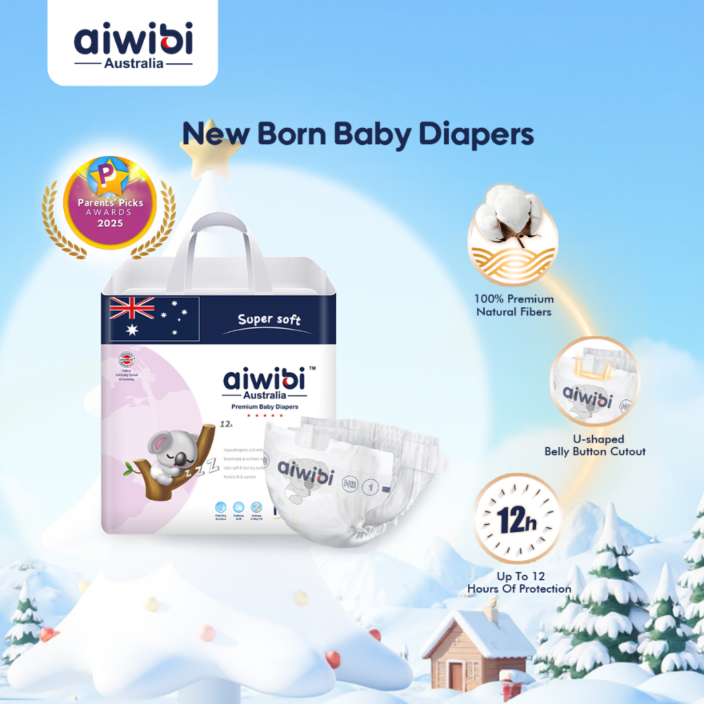 Aiwibi Premium Soft SAP Tape Adhesive Diapers NB22/Ultra-Thin New Born ...