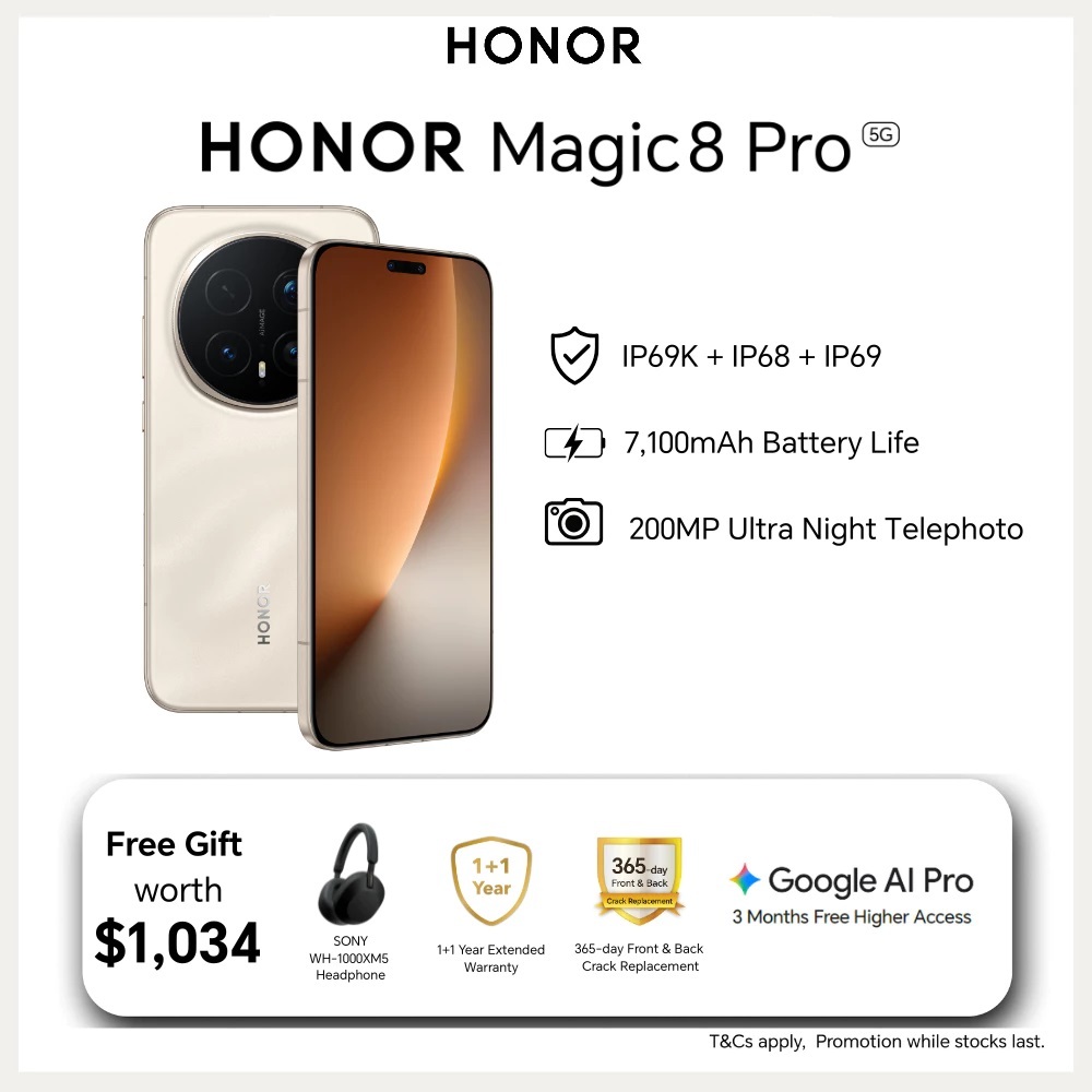 HONOR Magic 8 Pro (5G) | 16GB + 1TB / 12GB + 512GB | Singapore Official ...